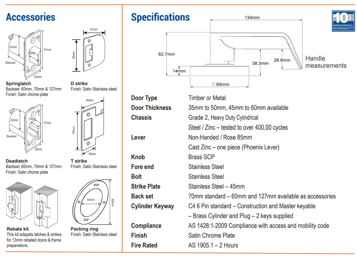 Buy Cylindrical Lock Set for Fire Doors Online | Fire Door Factory